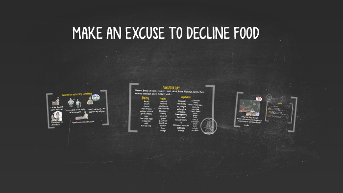 MAKE AN EXCUSE TO DECLINE FOOD by Stefani Bello on Prezi