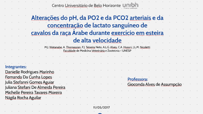 Alterações do pH, da PO2 e da PCO2 arteriais e da concentraç by ...