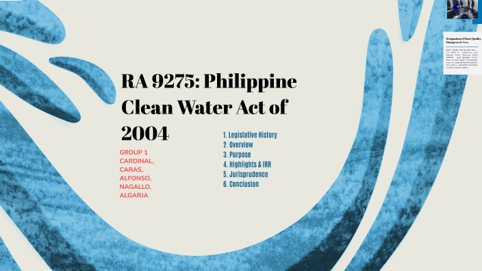 RA 9275: Philippine Clean Water Act of 2004 by Janos Dei Cardinal on Prezi