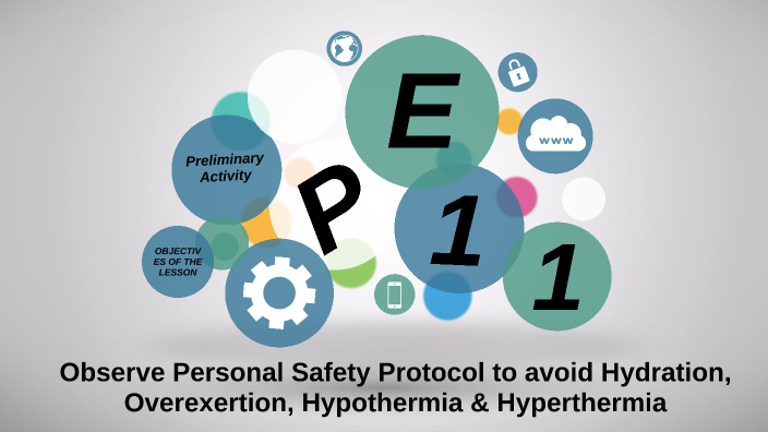 Observes personal safety protocol to avoid dehydration, overexertion ...