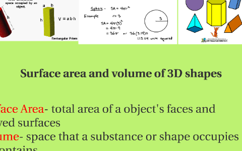 Surface area and volume of 3D shapes by treasure stewart on Prezi