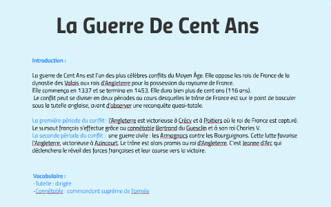 Exposé Guerre 100 ans by J'aime les poussins du 06 on Prezi