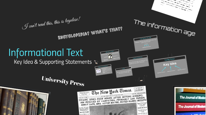 Informational Text: Key Idea & Supporting Statements by Jonathan Cid on ...