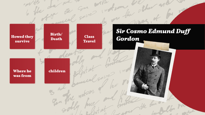 Sir Cosmo Edmund Duff Gordon by Kelvin Kesee on Prezi
