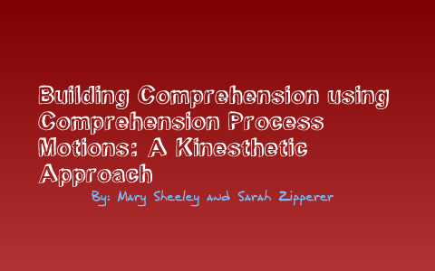 Building Comprehension using Comprehension Process Motions by Mary ...