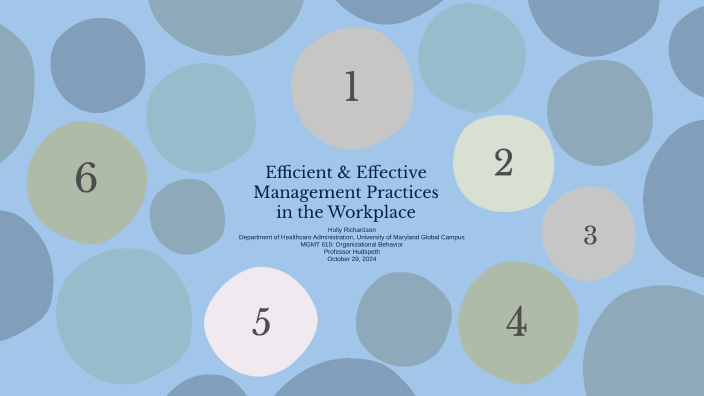 Efficient & Effective Management Practices in the Workplace by Holly ...