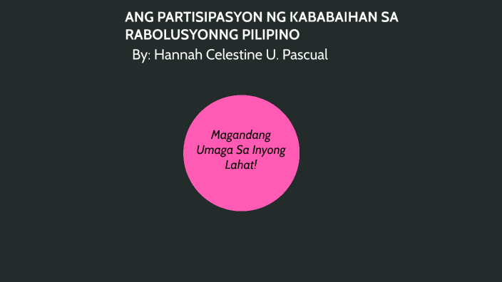 Partisipasyon ng Kababaihan sa Rebolusyong Pilipino. by Hannah Pascual ...