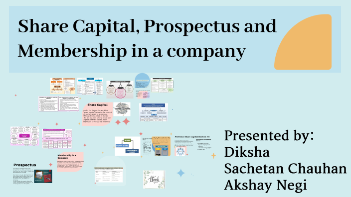 Share Capital, Prospectus and Membership in a company by Diksha Sharma ...