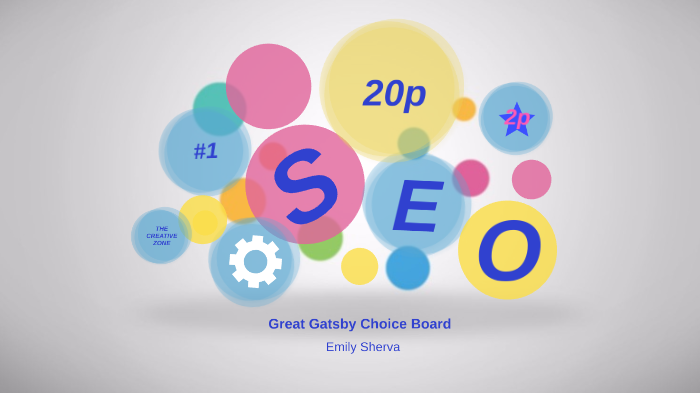 Great Gatsby Pre-Reading Choice Board by Emily Sherva on Prezi