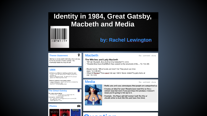 Identity in 1984, Great Gatsby, Macbeth and Media by Rachel Lewington ...