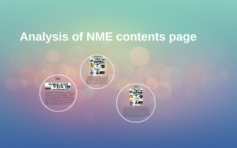 Analysis of NME contents page by Jenny Cope on Prezi