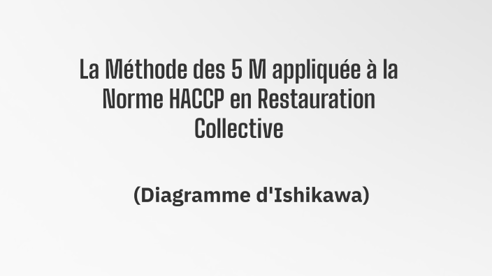 La Méthode des 5 M et la Norme HACCP en Restauration Collective by ...