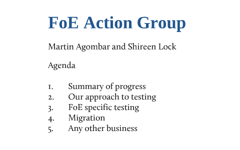 FoE Action Group: VLE pilot testing by Martin Agombar on Prezi