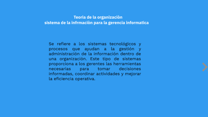 Teoria de la organizaciòn sistema de la inormaciòn para la gerencia ...