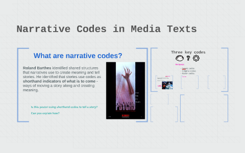 Narrative Codes in Media Texts by Richard Watts on Prezi
