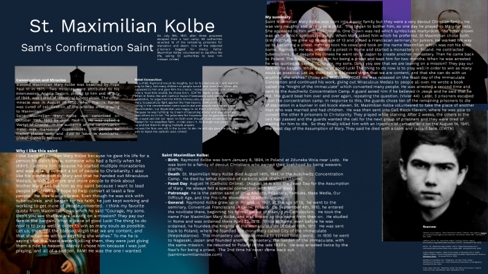 Canonization and Miracles Blessed Maximilian Mary Kolbe was beatified ...