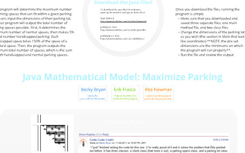 Java Mathematical Model: Maximize Parking by Rita Newman on Prezi