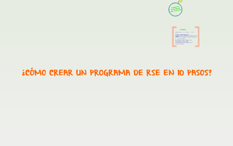 ¿Cómo crear un programa de RSE en 10 pasos? by María Claudia Velez ...