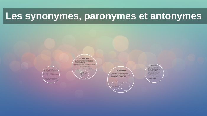 Les synonymes, paronymes et antonymes by Émilie Charbonneau Lavallée on ...