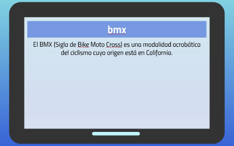 El BMX (Sigla de Bike Moto Cross) es una modalidad acrobátic by Juan ...