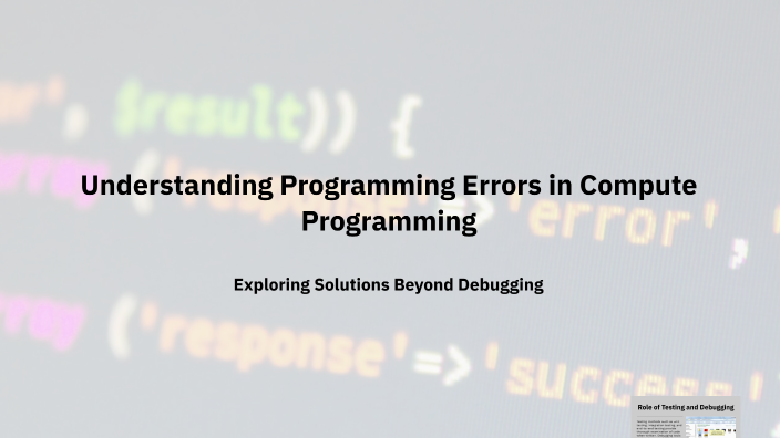Understanding Programming Errors in Compute Programming by Sanjib Paul ...