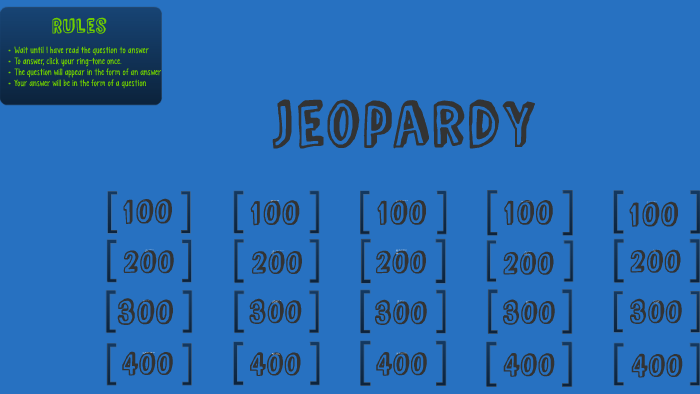 Public Speaking Jeopardy Round 2 by on Prezi