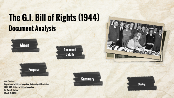 The G.I. Bill of Rights (1944) by Ann Piccione on Prezi