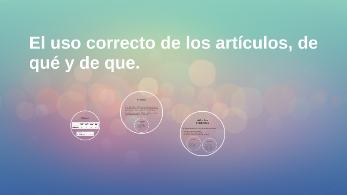 El uso correcto de los artículos, de qué y de que. by Angel Ulises ...