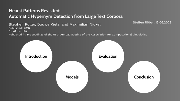 Hearst Patterns Revisited: Automatic Hypernym Detection from Large Text Corpora by Steffen Röber ...