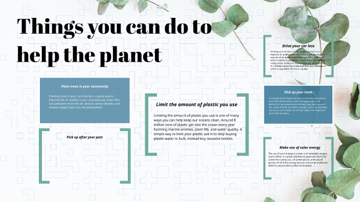Things you can do to help the planet by alexa lampasso on Prezi