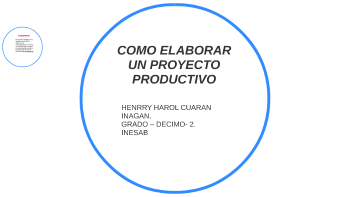 COMO ELABORAR UN PROYECTO PRODUCTIVO by Kuarhan Henrry on Prezi