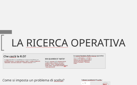 LA RICERCA OPERATIVA by Matteo Annichini on Prezi