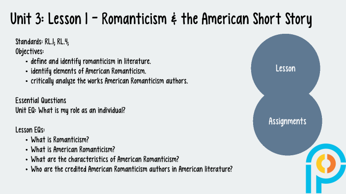 Unit 3: Lesson 1 - Romanticism & the American Short Story by Tiffany ...