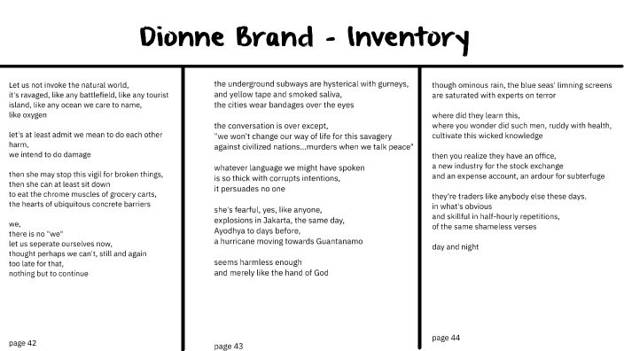 Dionne Brand Inventory Annotations by Angelina Sonsoiy on Prezi