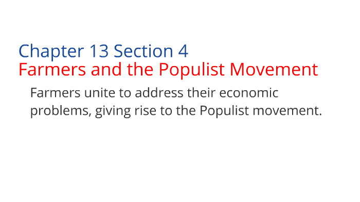 Chapter 13 Section 4 Farmers and the Populist Movement by James Eskew ...