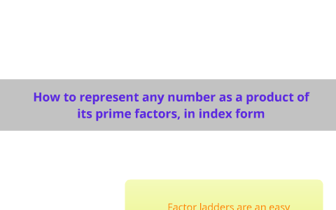 How To Represent Any Number As A Product Of Its Prime Factors, In Index ...
