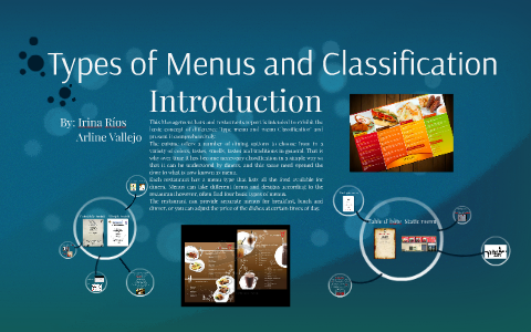 Types of menus and classification by Alejandro Samaniego on Prezi