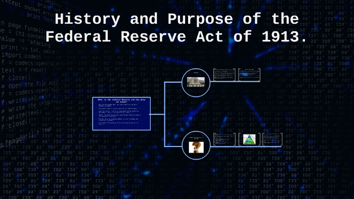 The History and Purpose of the Federal Reserve Act of 1913 by ...