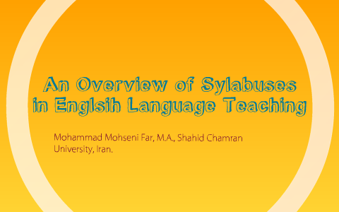 An Overview of Syllabuses in English Language Teaching by Marie ...