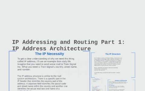 IP Addressing and Routing Part 1: IP Address Architecture by dallas ...