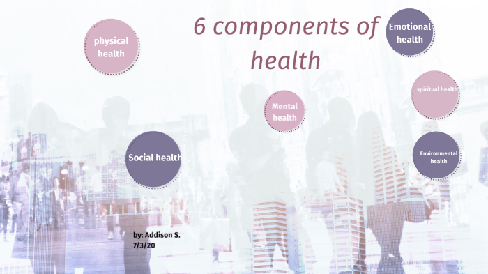6 components of health by : Addison S. by ADDISON Sutton on Prezi