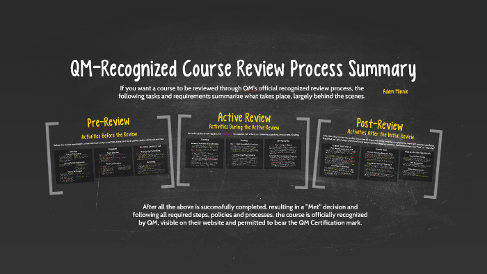 QM-Recognized Course Review Process Summary by A. M. on Prezi
