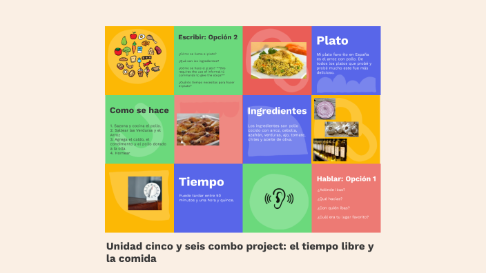 Unidad cinco y seis combo project: el tiempo libre y la comida by Emily ...