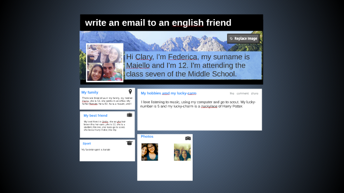 write an email to an english friend by federica maiello on Prezi