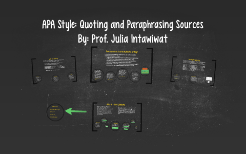 APA Style: Quoting and Paraphrasing Sources by Julia Intawiwat on Prezi