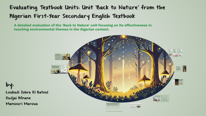 Evaluating Textbook Units: Unit 'Back to Nature' from the Algerian ...