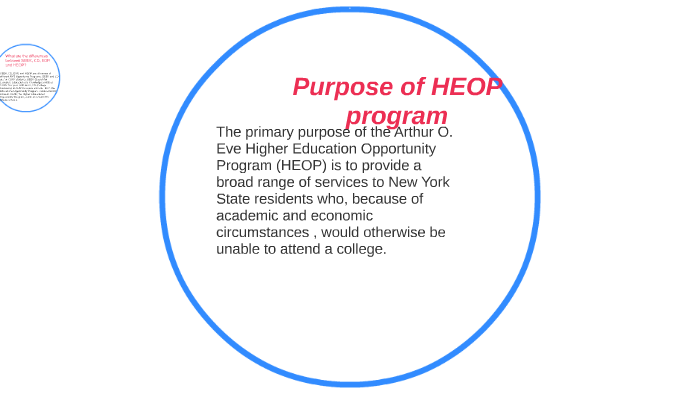Purpose of HEOP PROGRAM by on Prezi