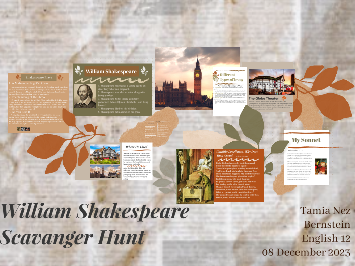 Shakespeare Scavenger Hunt by Tamia Nez on Prezi