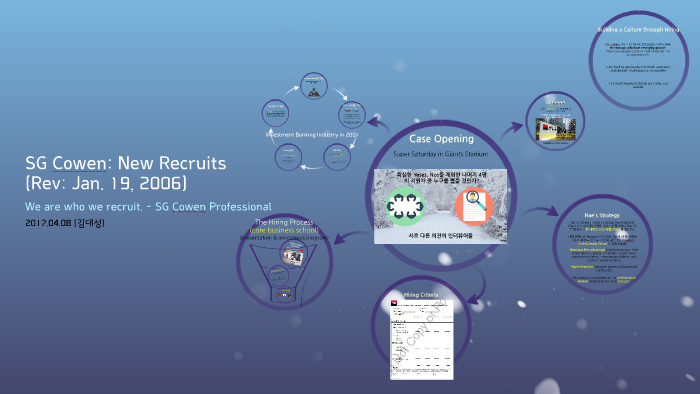 SG Cowen: New Recruits by 대성 김 on Prezi