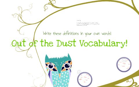 Out of the Dust Vocabulary by Maggie Downing